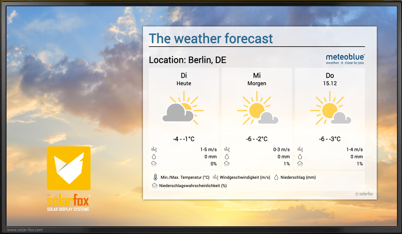 Solarfox® & Meteoblue Wetteranbindung - SOLARFOX®